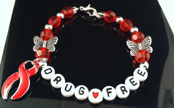 Substance Abuse Awareness Drug Free Red Ribbon by QuietMindDesigns