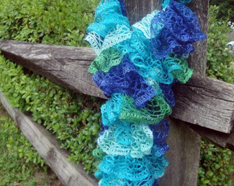 Hand Knit, Sashay Yarn Knit Ruffle Scarf, Multiple Colors Available ...