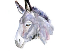 Popular items for watercolor donkey on Etsy