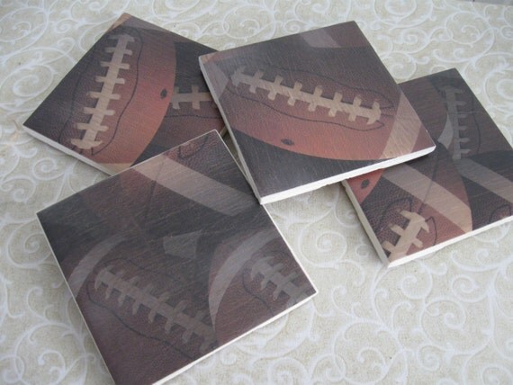 Items similar to Football Tile Coasters on Etsy