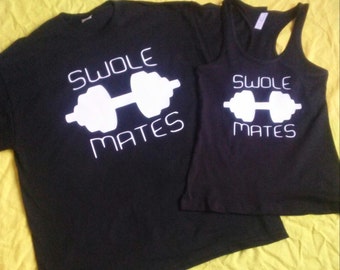Free/Fast Shipping for US SWOLE MATES Matching Couples Tank Tops/Shirts ...