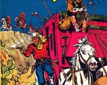 VINTAGE 1950's cowboy comic print (A4 and A5 mounted)