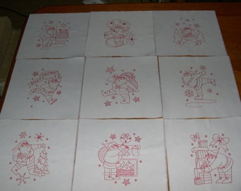 Christmas redwork | Etsy