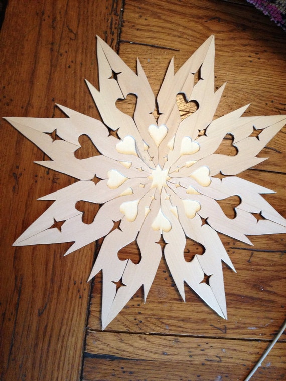 Items similar to Hand-carved Wooden Swedish Nordic Star and Heart ...