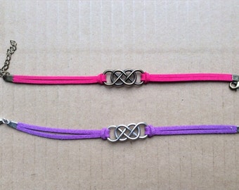 Jewelry bracelet,double infinity bracelet,silver/bronze charm bracelet ...