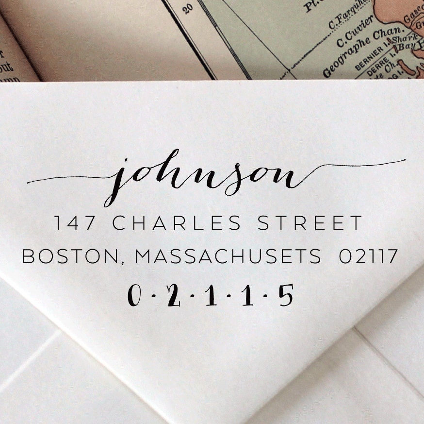 Custom Calligraphy Stamp: Wedding Stationary Wood Stamp, Engraved ...