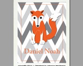 Items similar to Customized Fox Nursery Art - Chevron Fox Wall Art 8x10 ...