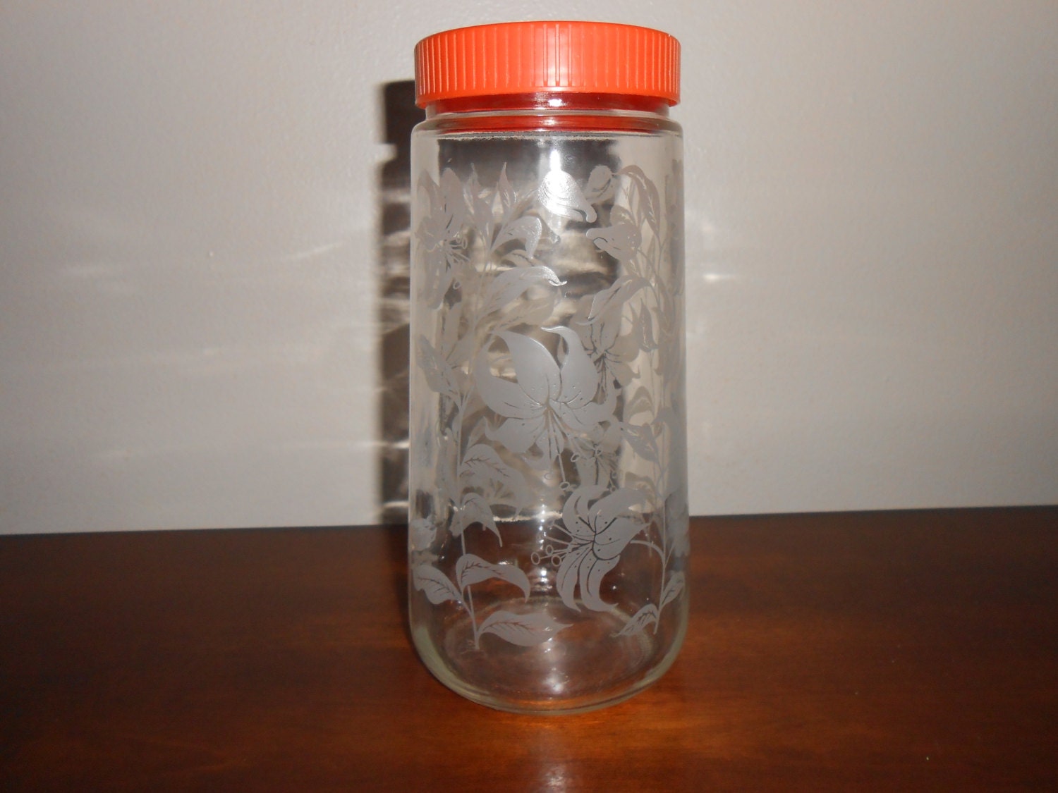Vintage 70s Glass Tang Jar Clear Frosted Flower Design – Haute Juice