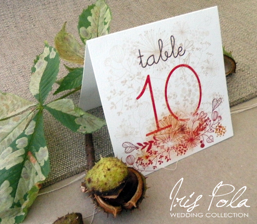 Wedding, Table Numbers, Fall Wedding, Autumn, Seasonal, Table Signs ...