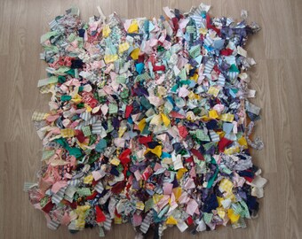 Multi-Colored Handmade Textured Rag Rug