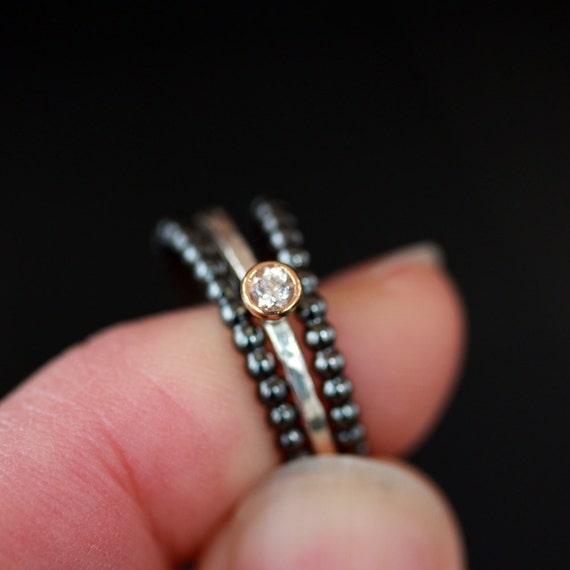 Stacking Rings Set of Three Rings Sterling Silver Dotted