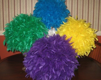 Blue Chandelle Feather Kissing Ball, 6",8",10",12",14" Feather Ball ...