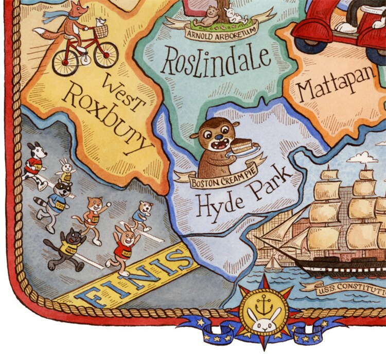 Boston Massachusetts Neighborhood Map Art Print 8 x by SepiaLepus