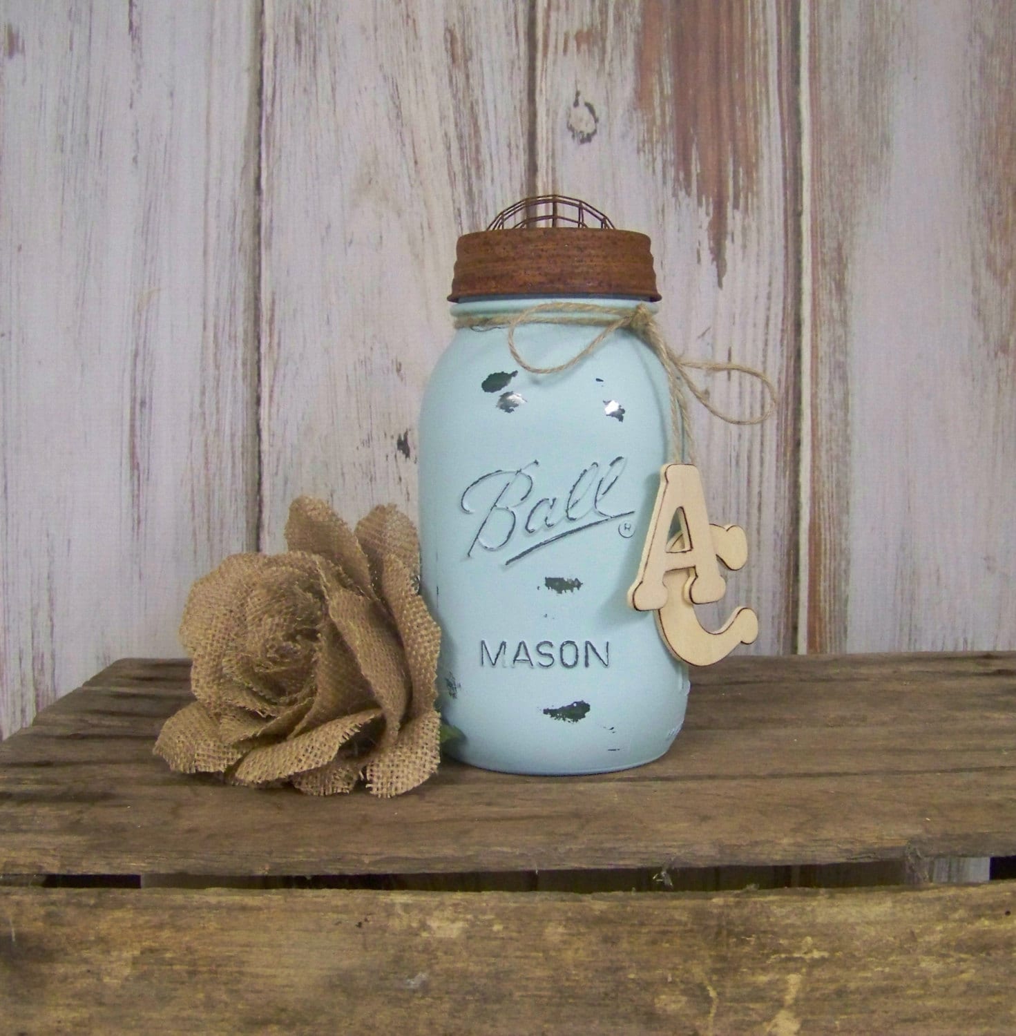 Mason Jars Personalized Mason Jar Painted by sugarplumcottage