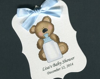 Instant Download Blue Teddy Bear Thank You Tags Printable