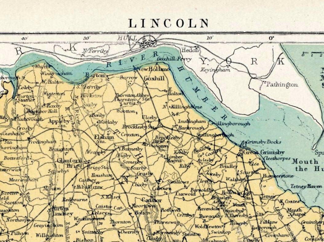 1890s Antique Map of Lincoln the UK Lincoln Antique Map