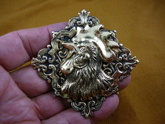 Rooster head game love bird cock chicken lover pin pendant scrolled ...