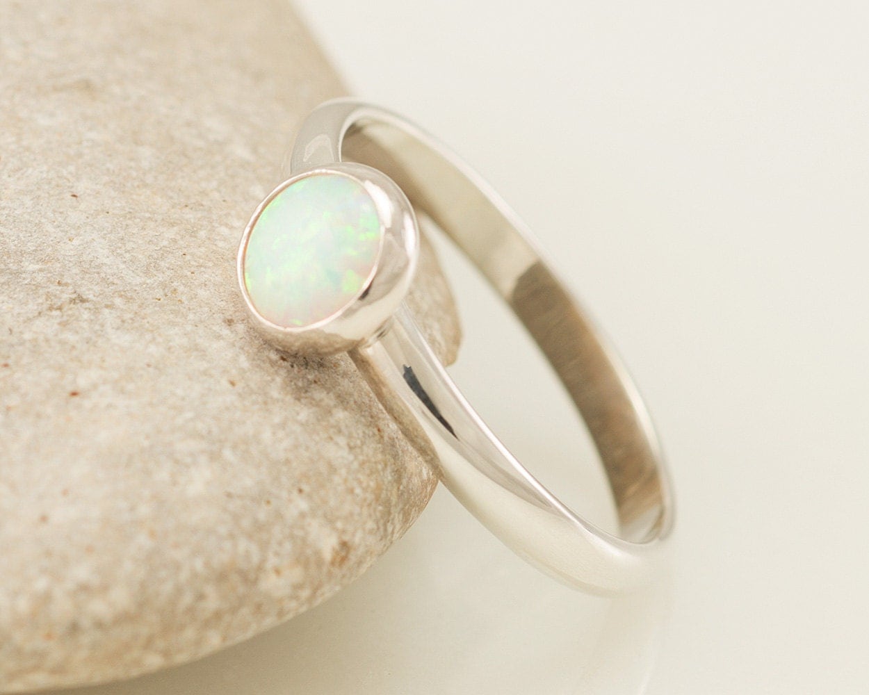 Opal Ring - Silver Opal Ring- Solitaire Ring- Opal Engagement Ring ...
