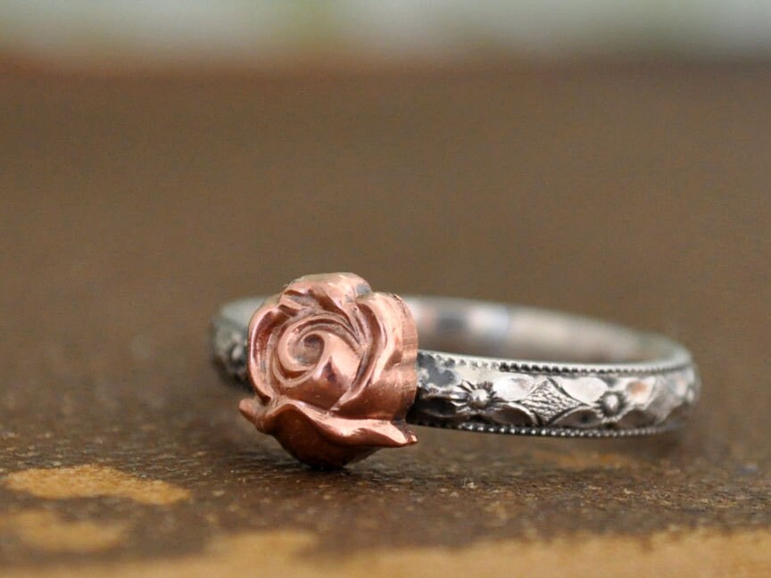 sterling silver rose ring stack ring stacking ring silver