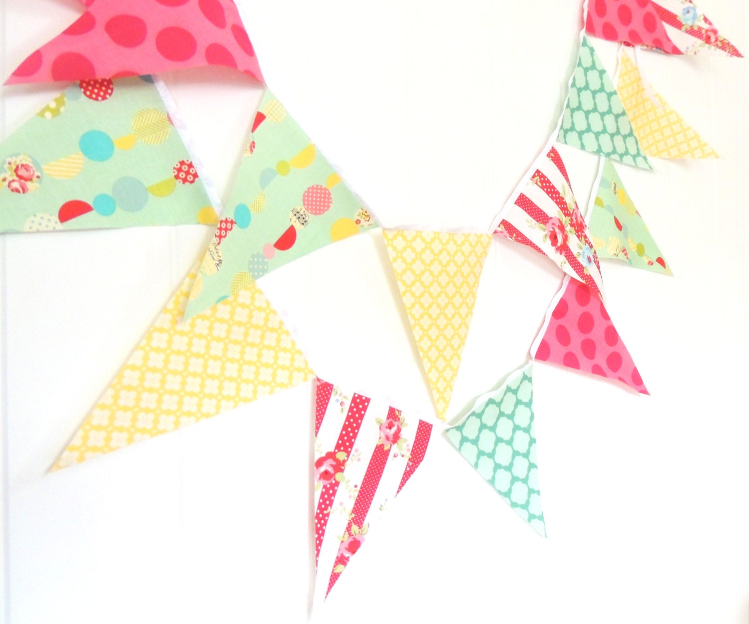 Shabby Chic Banner Bunting Pennant Fabric by vintagegreenlimited