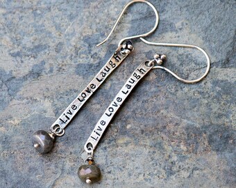 Live Love Laugh Earrings, Labradorite Earrings, Natural Stone Earrings ...