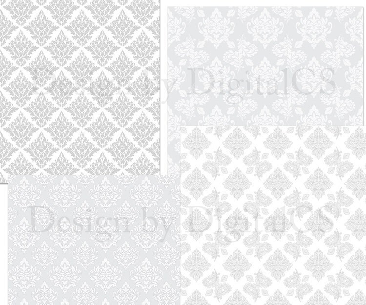 Silver wedding digital paper Grey wedding by DigitalCSPrintables