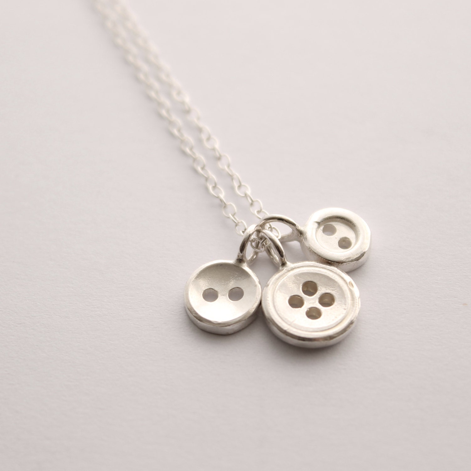 Silver button necklace button necklace haberdashery