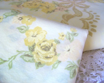 Vintage Roses Sheet & Pillowcase / Yellow Rose Sheet / Yellow Rose ...