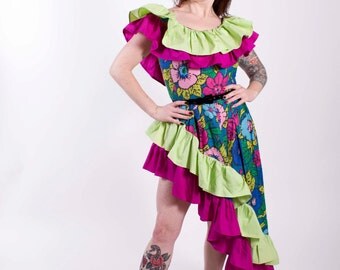 1950s Vintage Dress Calypso Bright Floral Print Cotton 50s Vintage ...