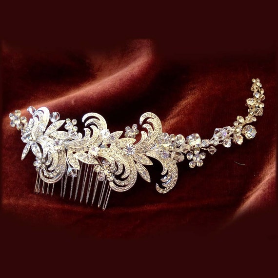 Items similar to Bridal hair comb, Crystal comb, Crystal headband ...