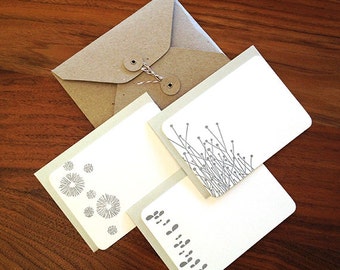 Letterpress Notecard Set with Button and String Folder