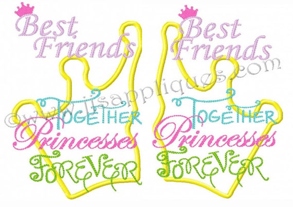 Instant Download Best Friends Embroidery Applique-Best