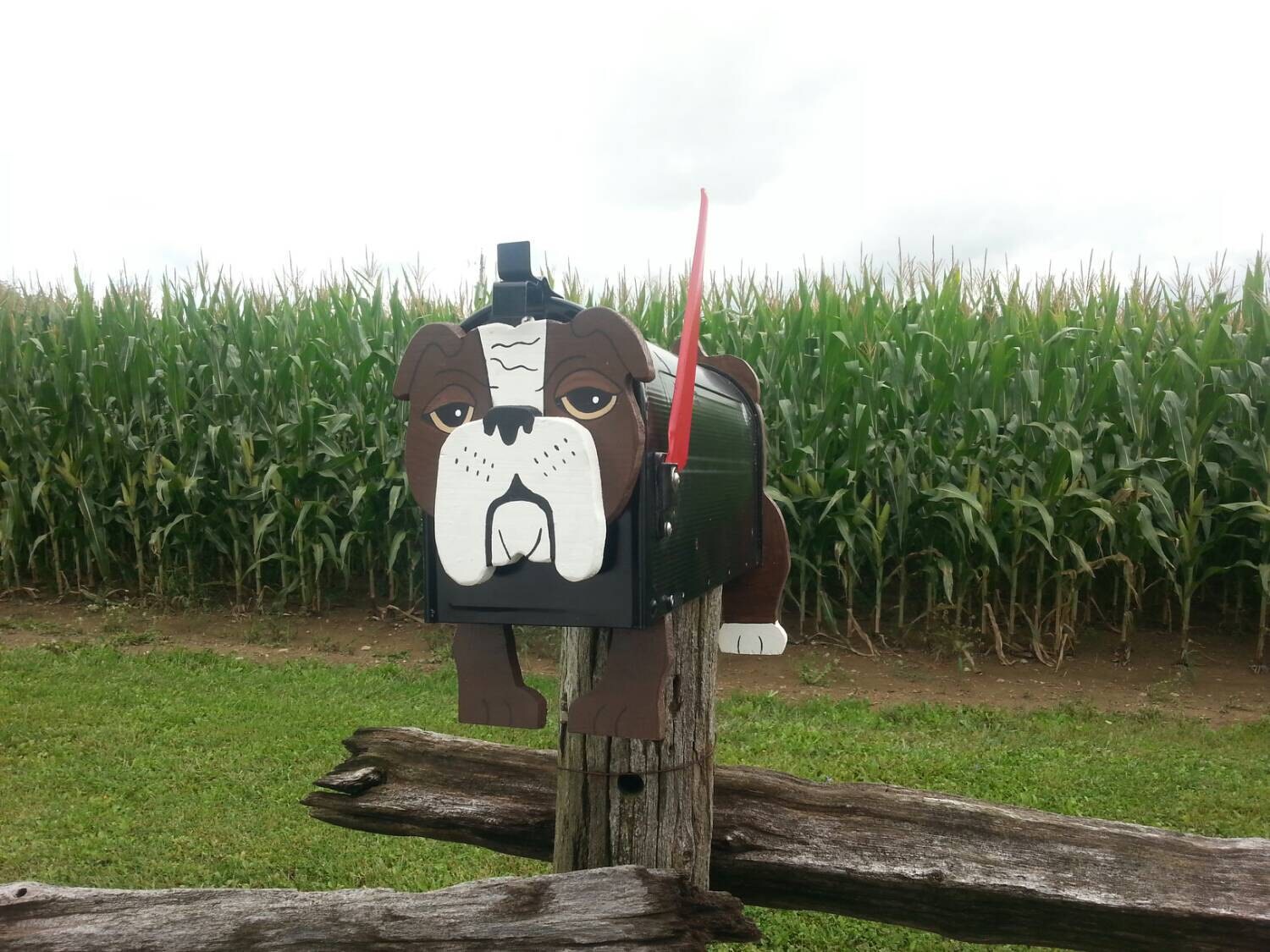 Wooden dog mailbox / dog mailbox / bulldog mailbox / rural