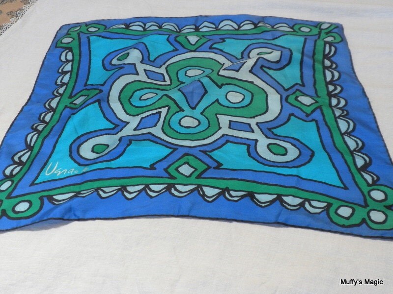 Vintage Vera Silk Turquoise and Green Abstract Design – Haute Juice