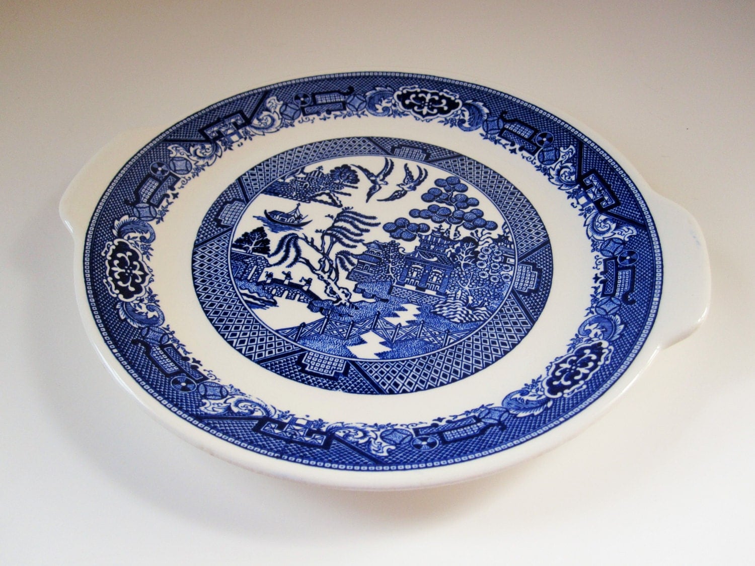 Willow Ware – Handled Cake Plate by Royal China, USA – Marked on the ...