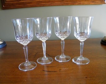 Vintage Crystal Wine Glasses 4 With Abstract Butterflies and Triangular ...
