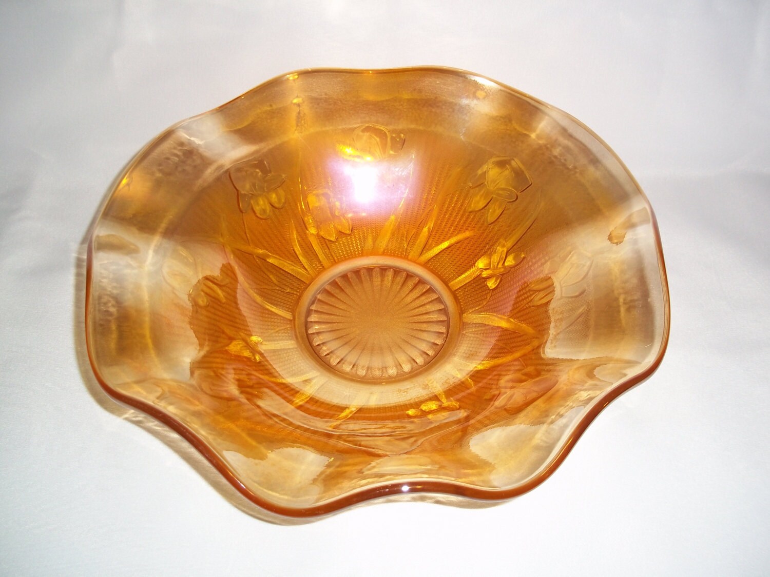 Jeannette Glass Iris and Herringbone Iridescent Carnival Glass 11 1/2 ...