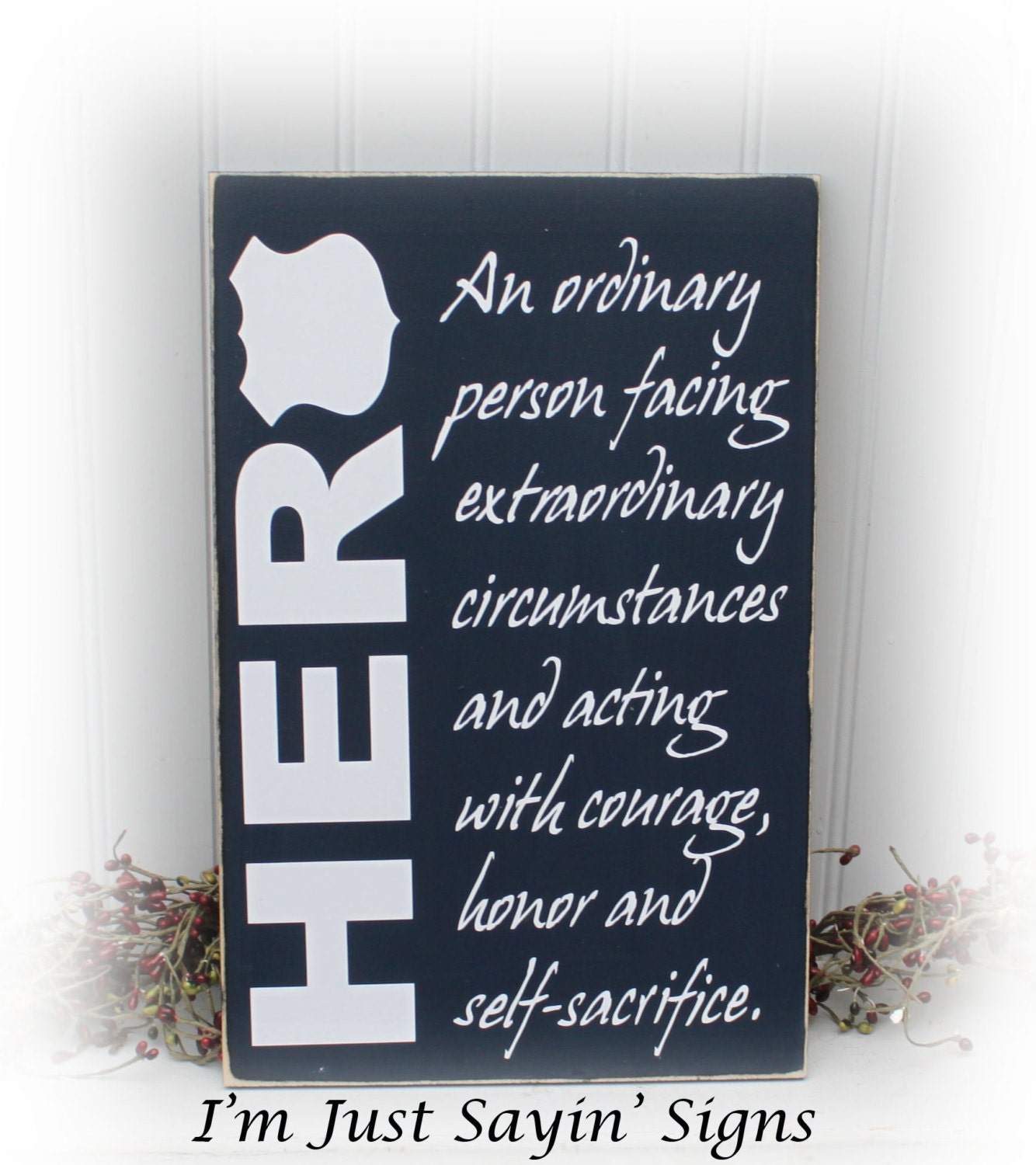 Police Officer Hero Wood Sign