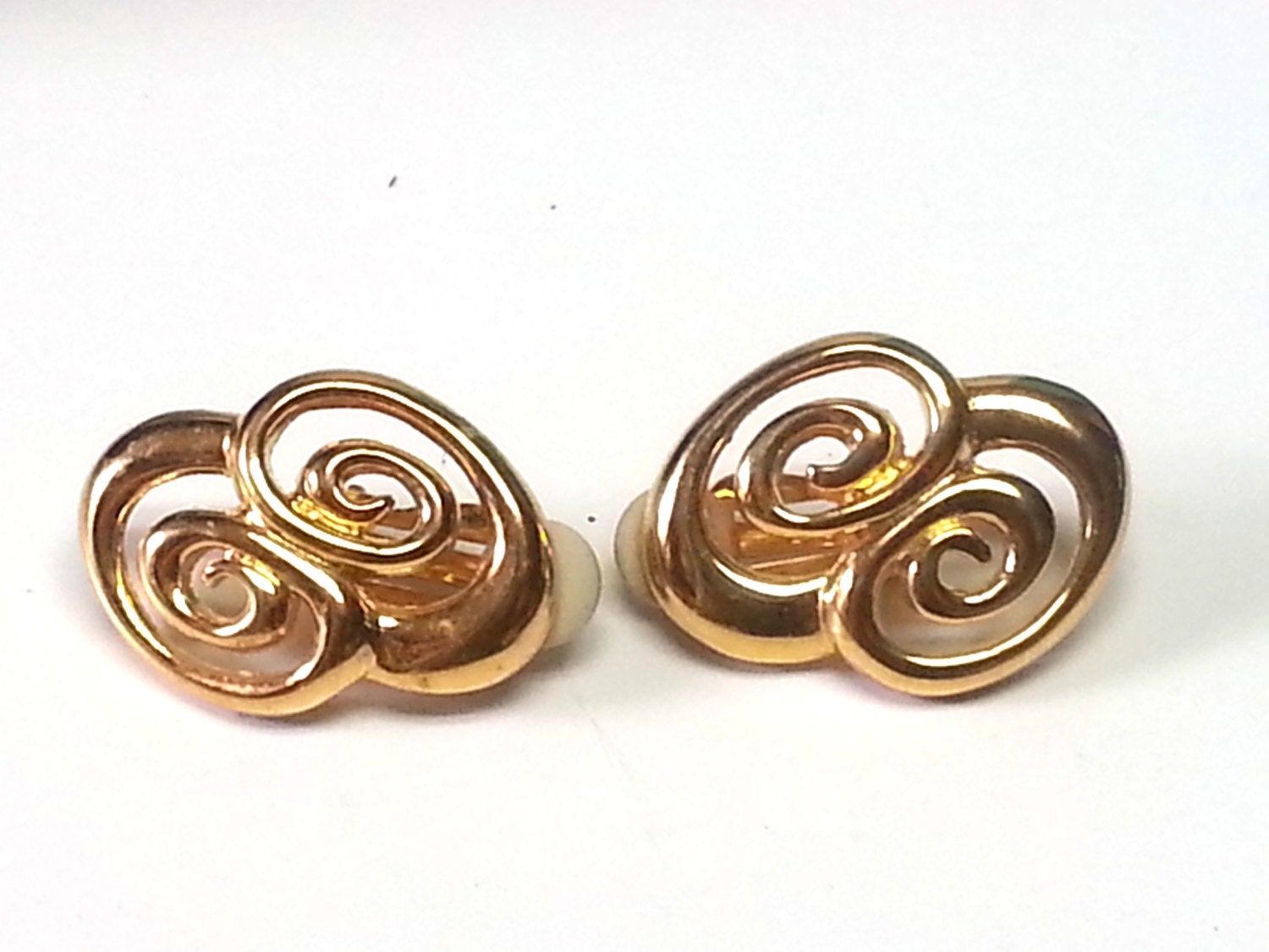 Clip On Gold Tone Earrings 60s Vintage Jewelry By Deannasattic