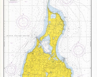 Block Island 1952b Nautical Map by the USCGS Rhode Island