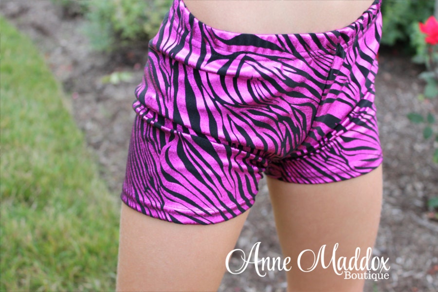 Fuchsia Zebra Cheer Spandex Shorts Dance By Annemaddoxboutique