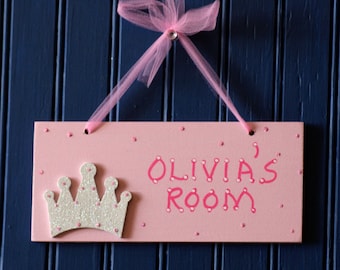 Girl's Name Sign. Personalized Crown Room by CutiePieKidsNames