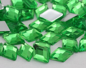Large Green Emerald H106 Flat Back Round Loose by Allstarco