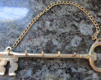 Vintage C. 70's Solid Brass Key Chain Holder Wall Hanging