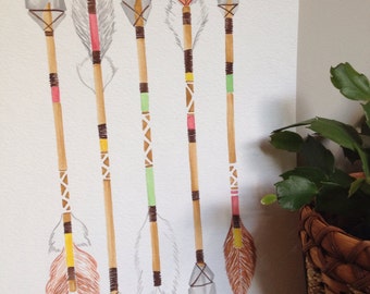 Original Live Wild Arrow Watercolor Pen/Ink by thelittlefigg