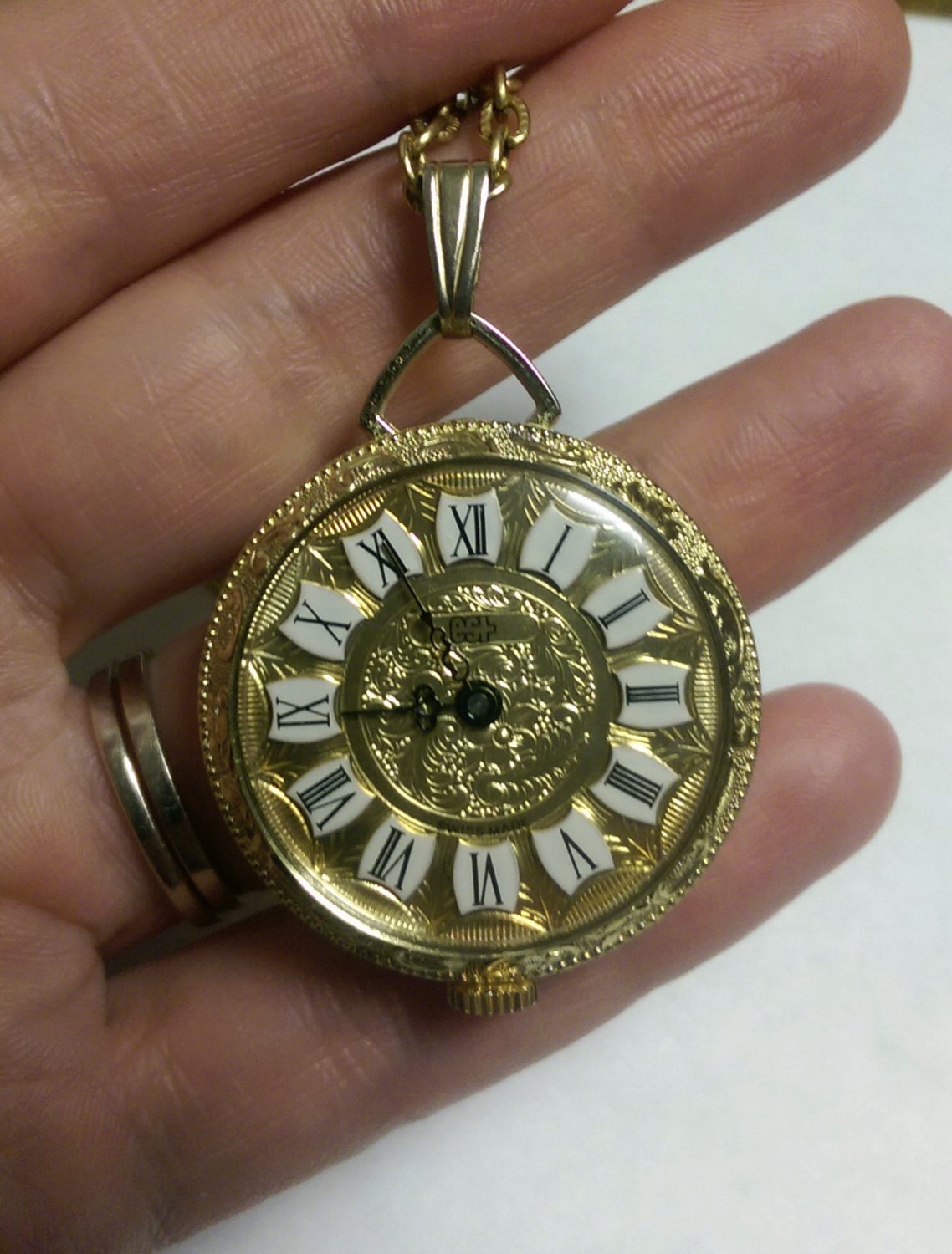 Pendant Watch Necklace Swiss Made By EST Gold by EmbracetheEarth