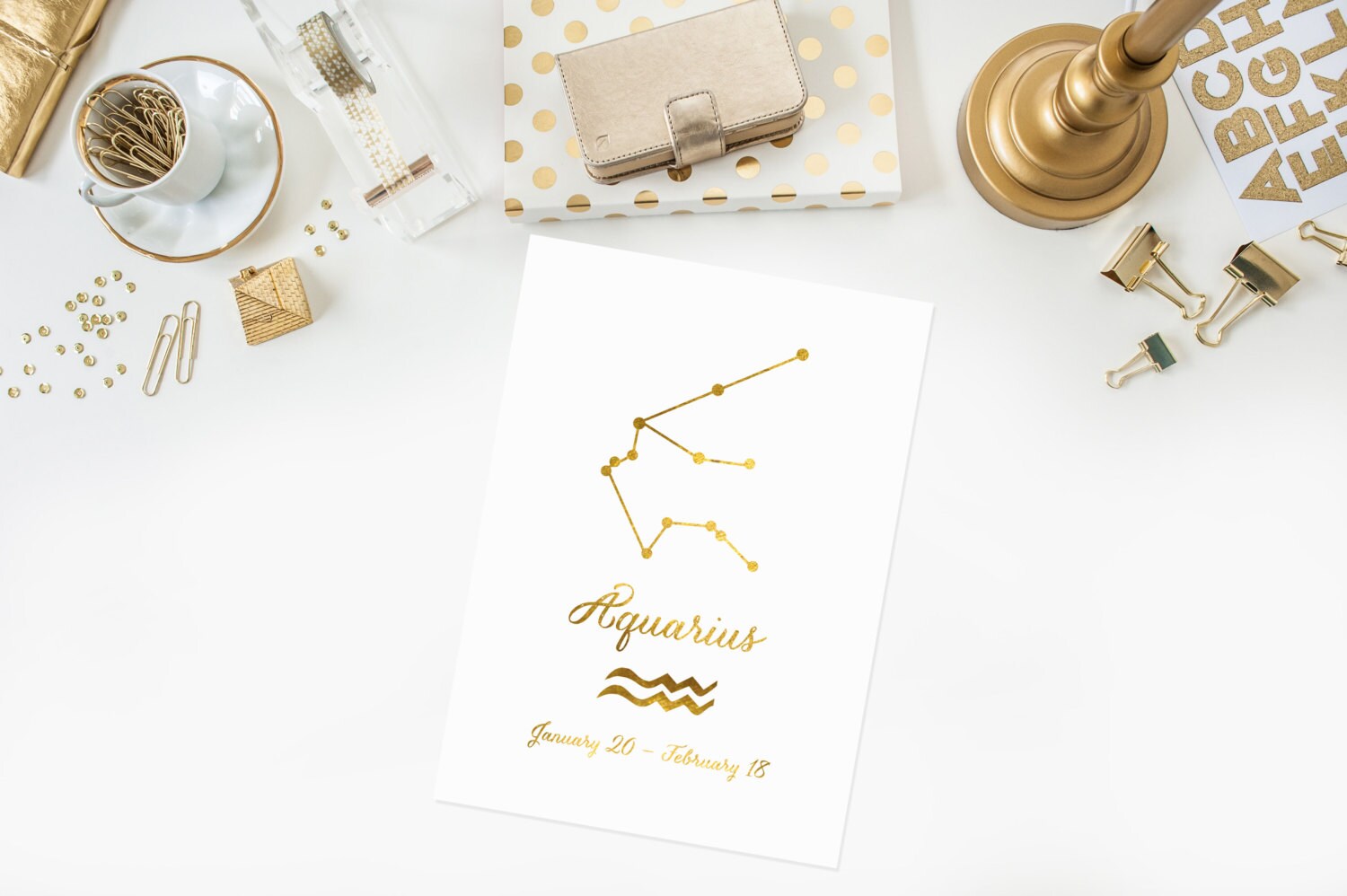 Zodiac Print GOLD ARTWORK Foil Art Print by TheDigitalStudio