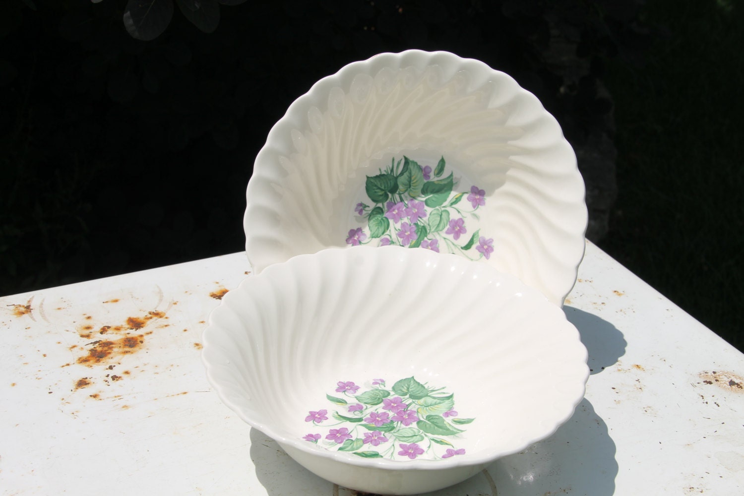 Vintage Royal Violet China Serving Bowls by Royal China USA with ...