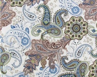 Blue & Brown Paisley Fabric - BTY with FREE USA Shipping 100% Cotton ...