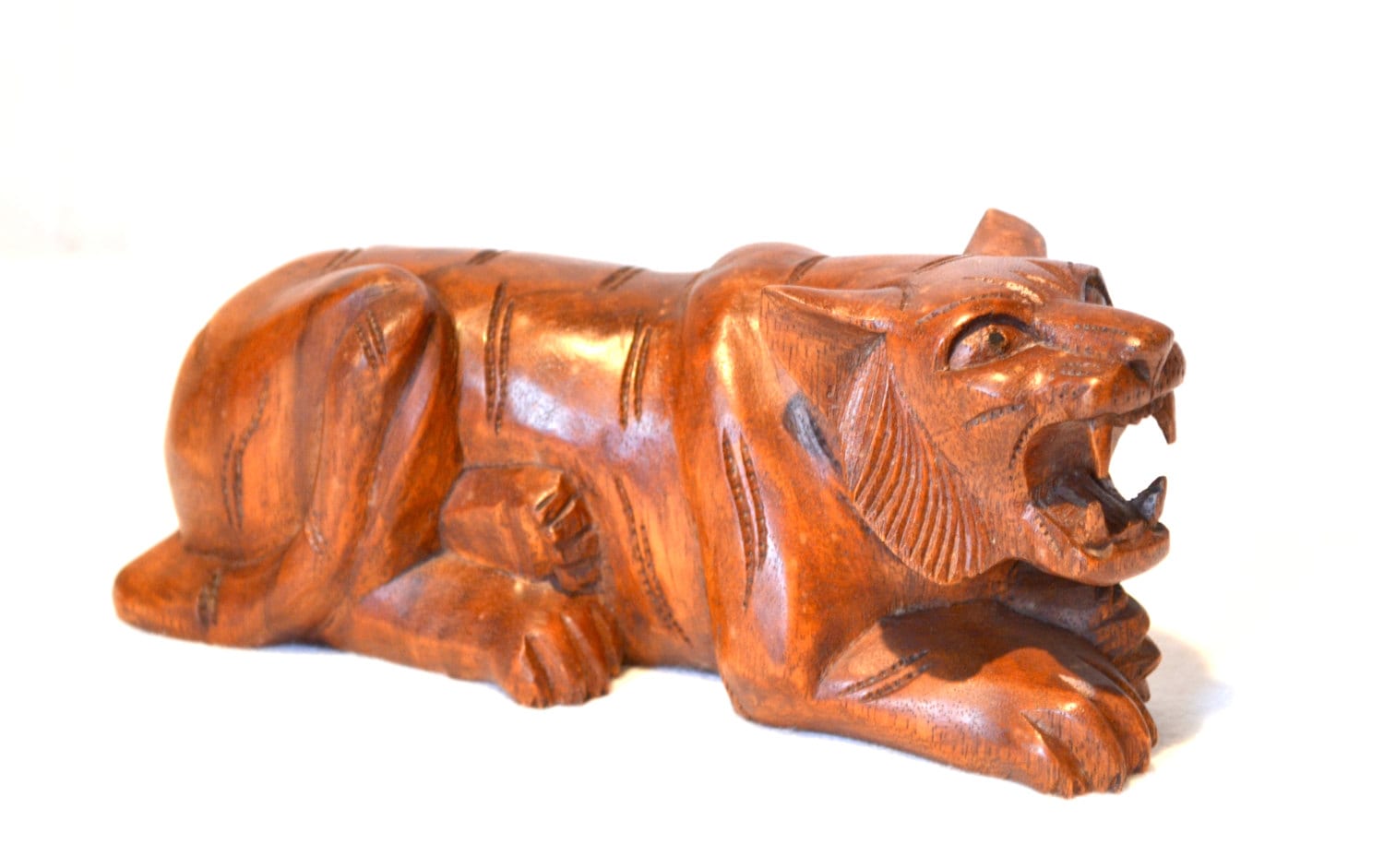 Unique-Solid Wood Tiger Carving-Hand Carved